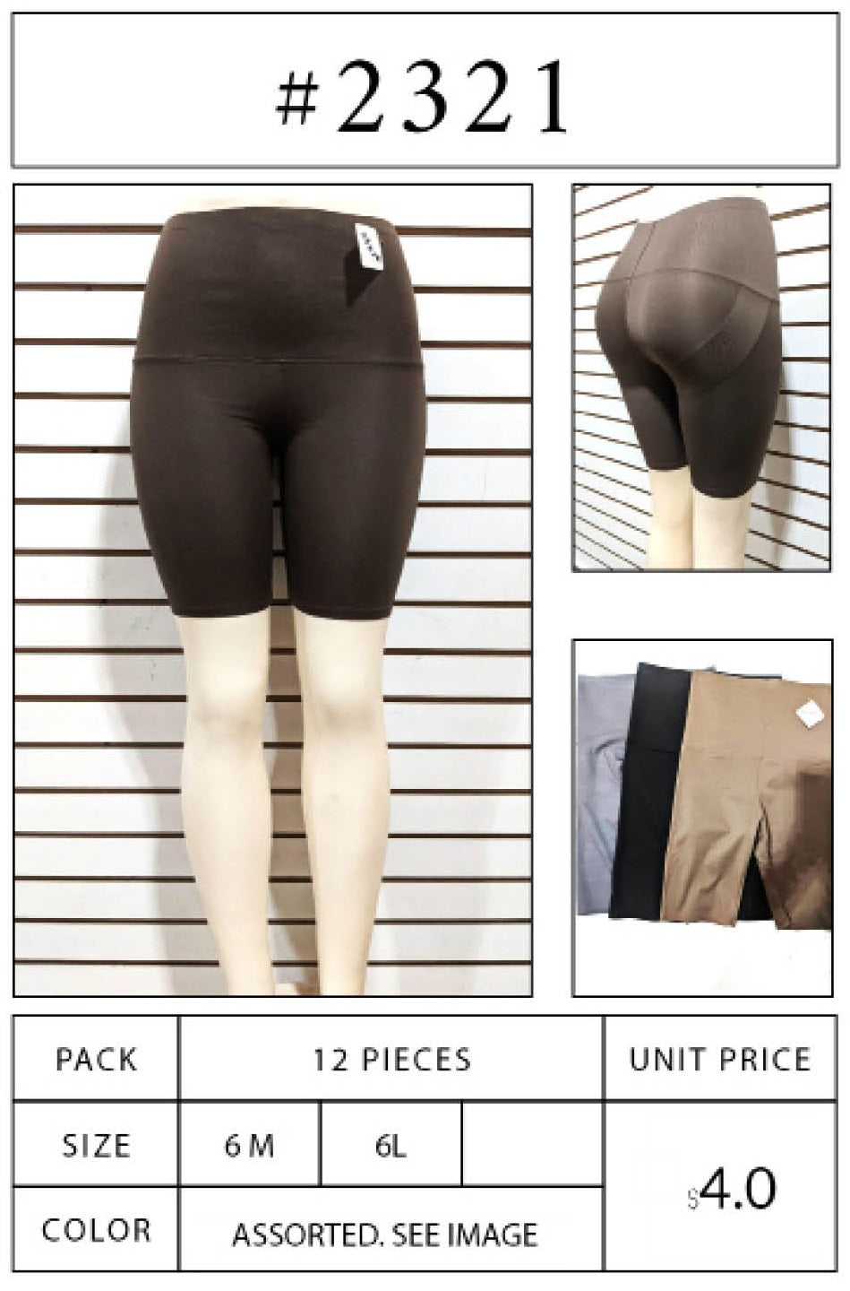 Style: #2321Package Unit: 12 pc/ pack. 72pc/caseSizes: M & LSize Ratio:6 & 6 Wholesale Price: 4 ...