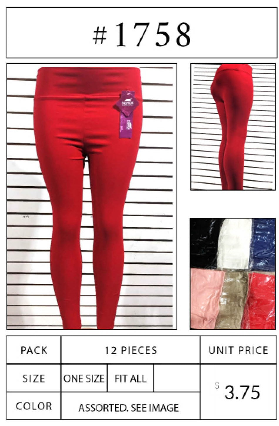 Style: #1758Package Unit: 12 pc/ pack. 72pc/caseSizes: S/M & L/XLSize ...