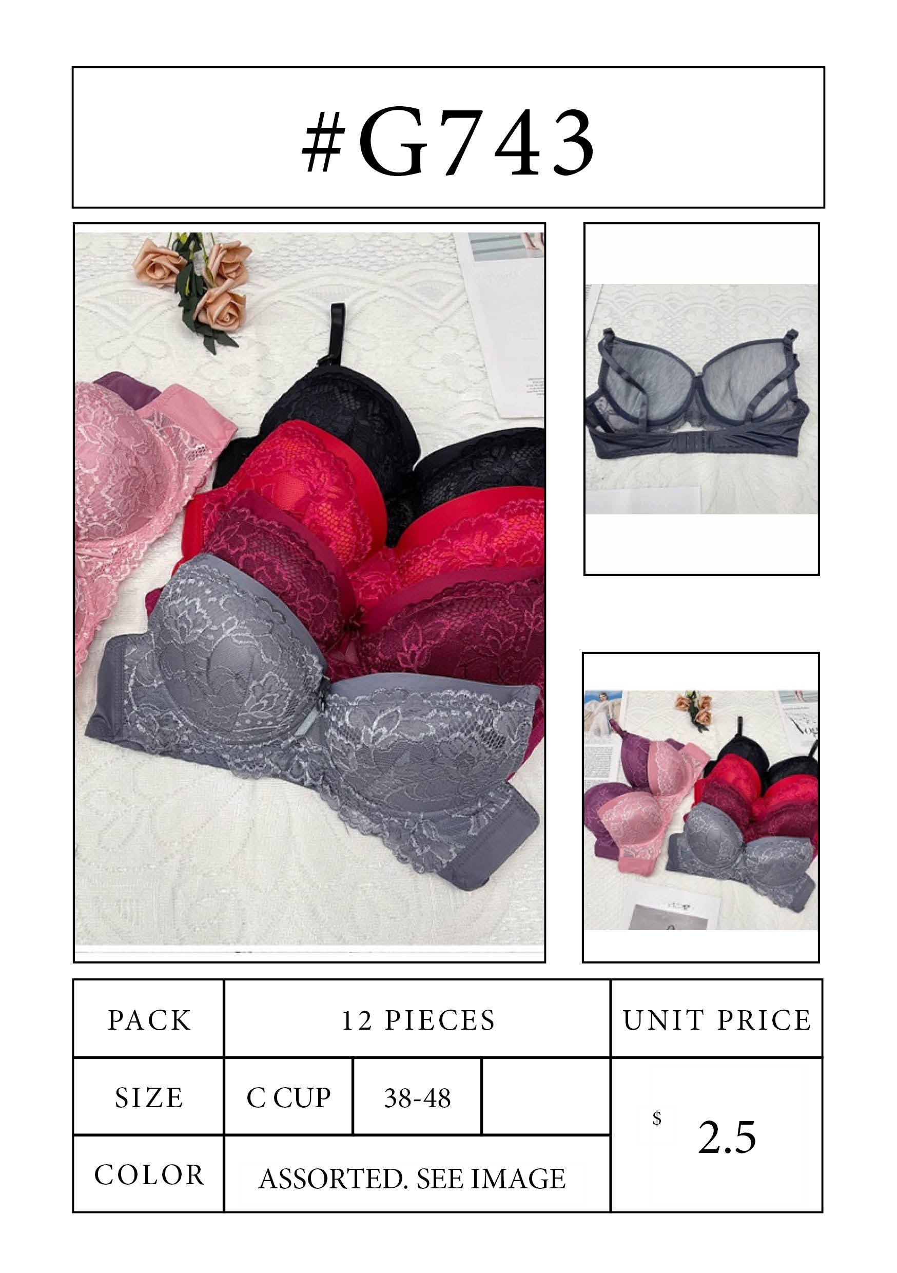 Style: #5001Package Unit: 12 pc/ pack. 72pc/caseSizes: 42D - 52DSize ...