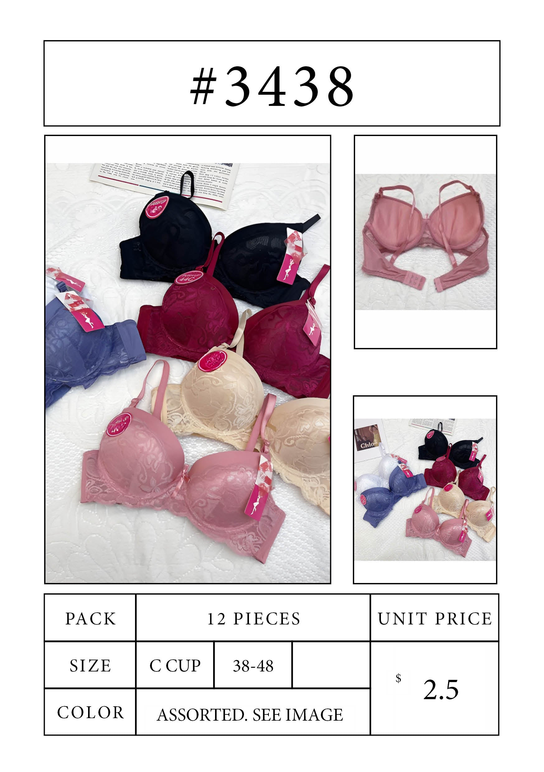 Style: #5001Package Unit: 12 pc/ pack. 72pc/caseSizes: 42D - 52DSize ...
