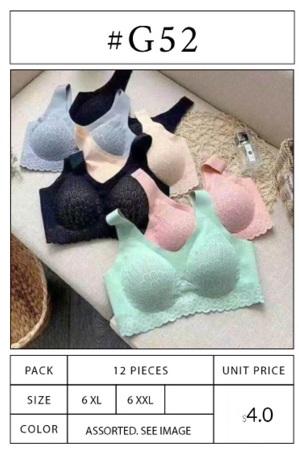 Style: #G52Package Unit: 12 pc/ pack. 72pc/caseSizes: XL & XXLSize ...